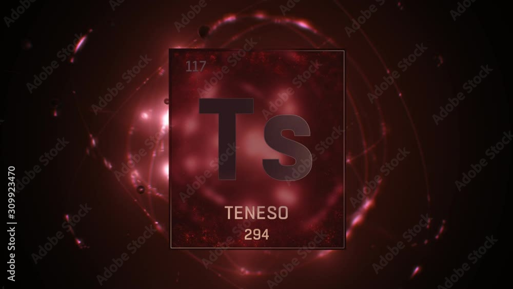 Tennessine as Element 117 of the Periodic Table. Seamlessly looping 3D ...