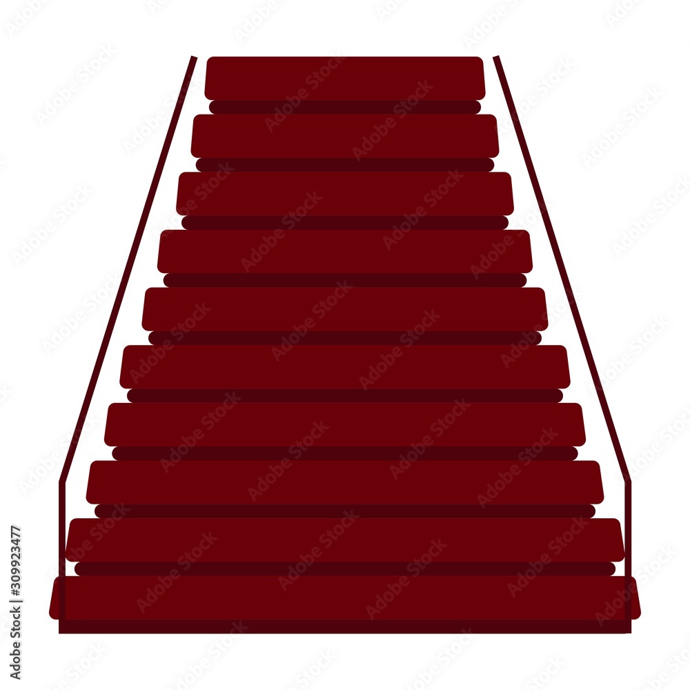 Red staircase on white background isolated piedistal flat style ...