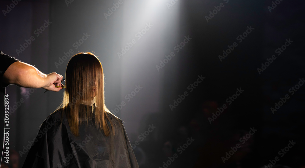 Hair Cut Trend Show by Professional Salon Hair Dresser on stage ramp ...