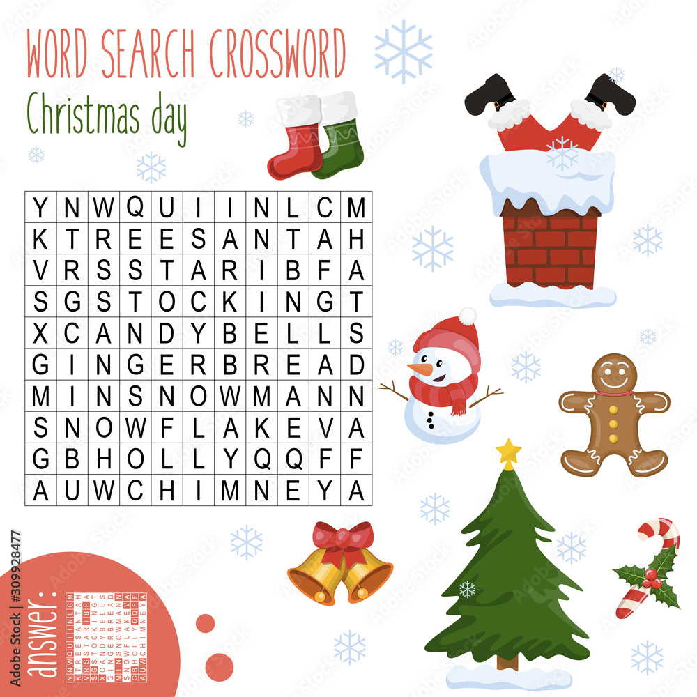 Vetor de Easy word search crossword puzzle 'Christmas day', for ...