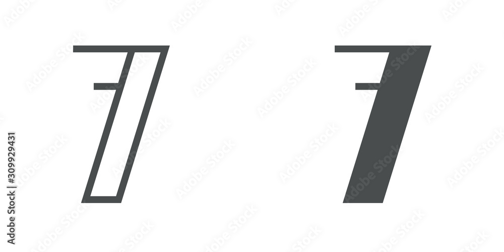 Número 7 del alfabeto en tipografía tipo art deco estilo Broadway ...