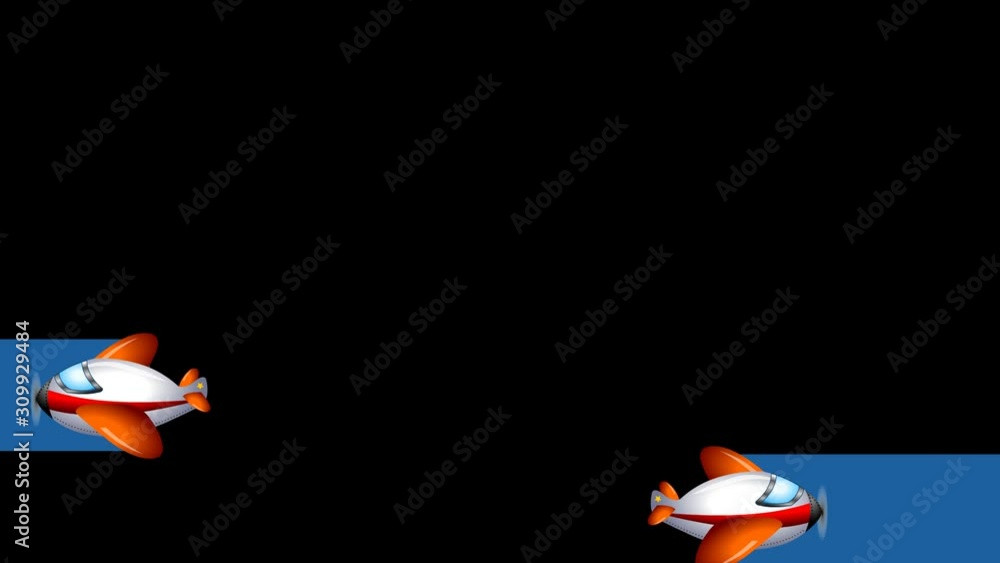 Animated intro cartoon plane illustration with flying animation turning ...