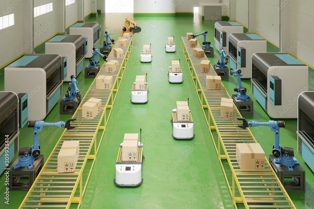 AUTOMATED GUIDED VEHICLES (AGV). Stock Illustration | Adobe Stock