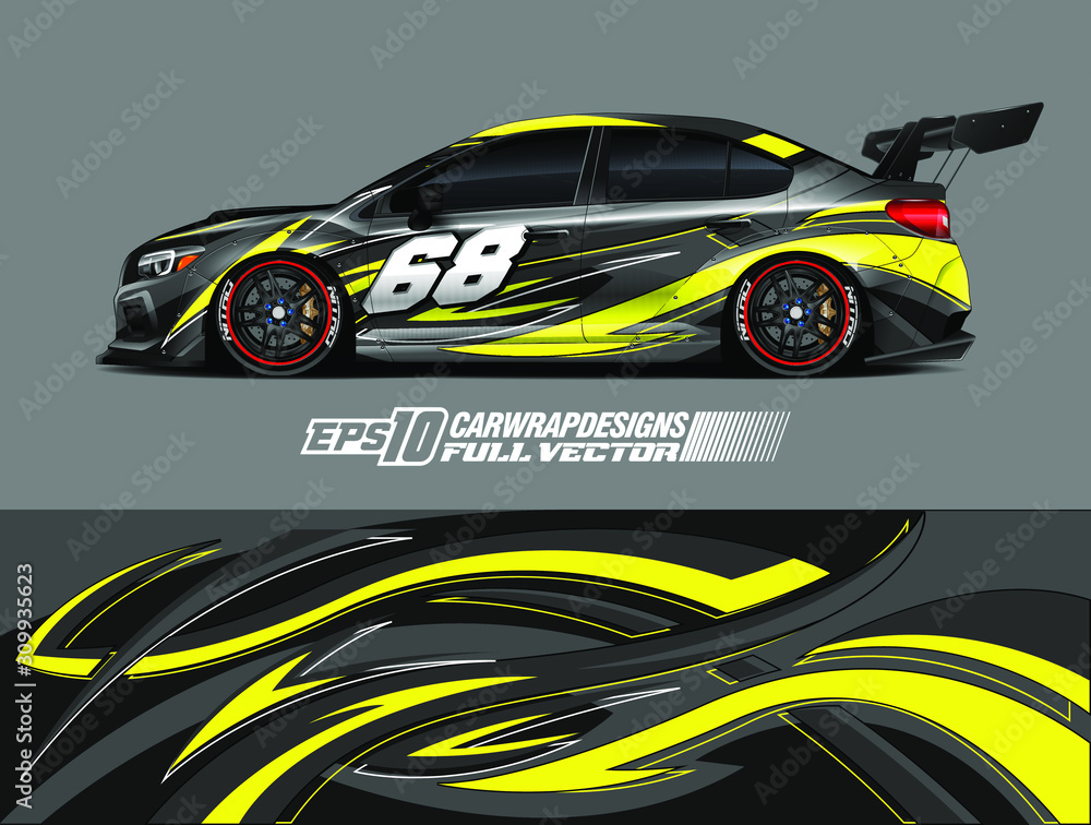 Racing car wrap design vector. Graphic abstract stripe racing ...