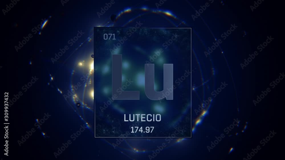 Lutetium as Element 71 of the Periodic Table. Seamlessly looping 3D ...