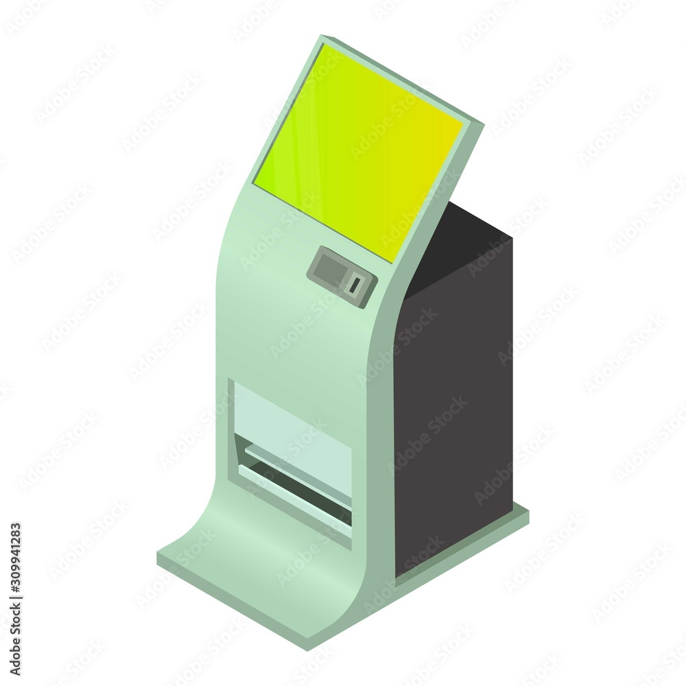 Computer kiosk icon. Isometric of computer kiosk vector icon for web ...