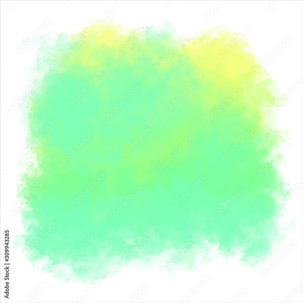 Watercolor stain in green and yellow. Vector illustration of abstract ...