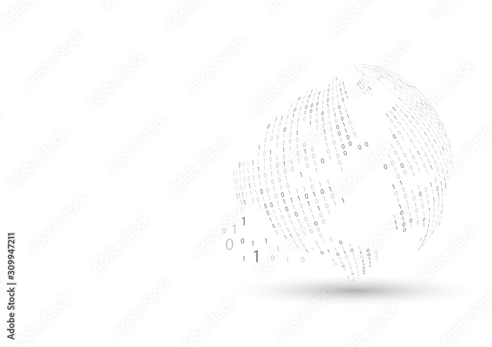 Global matrix Binary code black and white background with digits on ...