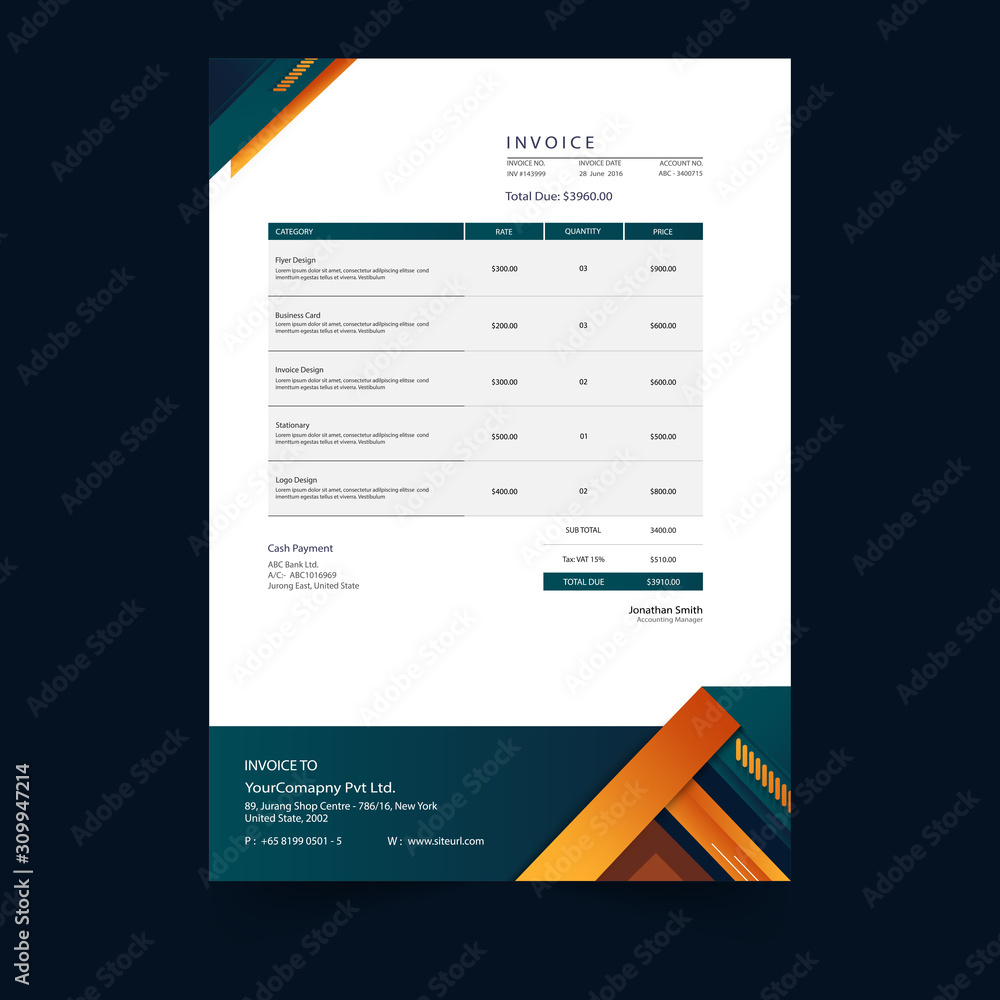 Invoice minimal design template. Bill form business invoice accounting ...