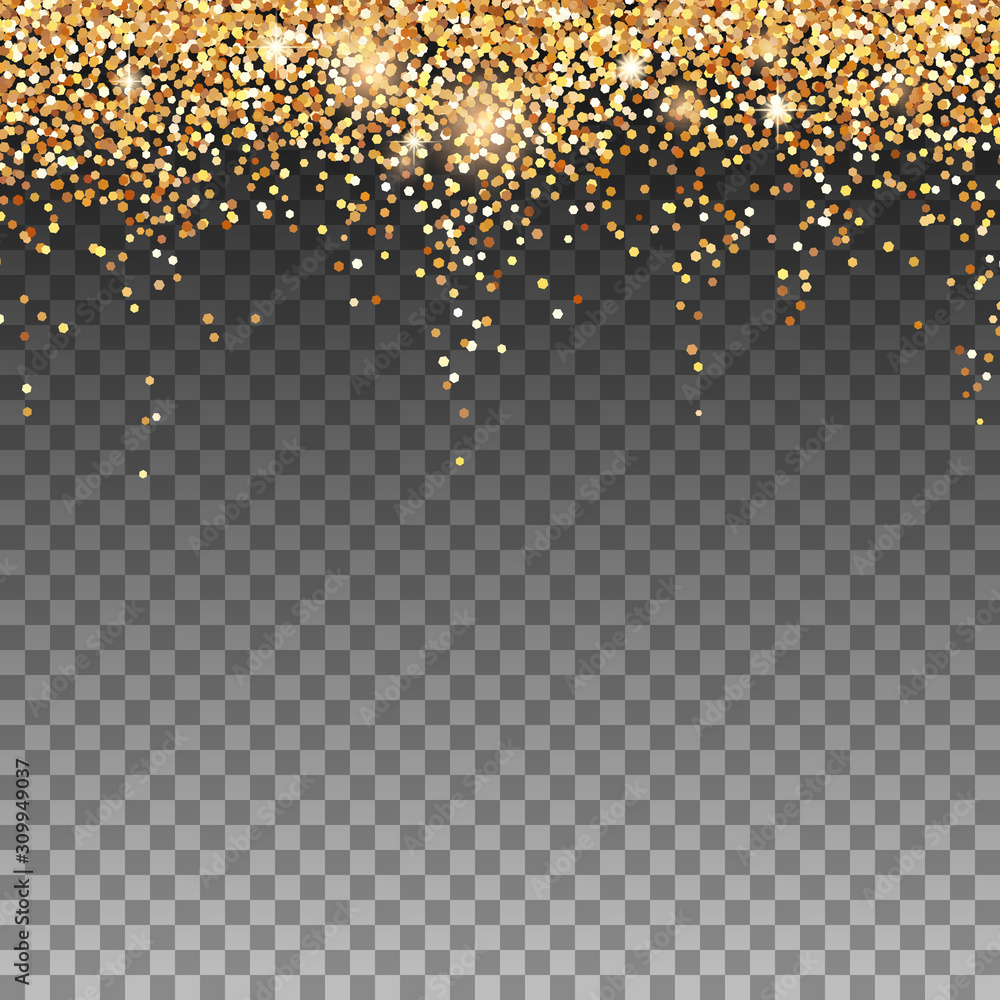 Falling glowing glitter particles isolated on transparent background ...