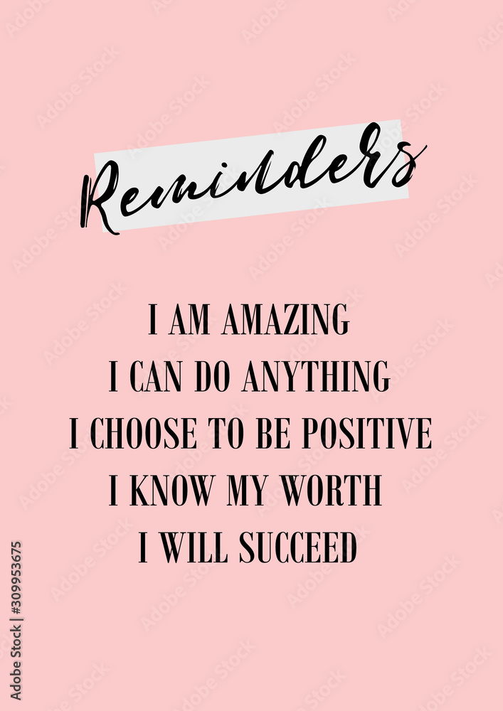 Daily reminder. Positive affirmations poster Stock Illustration | Adobe ...