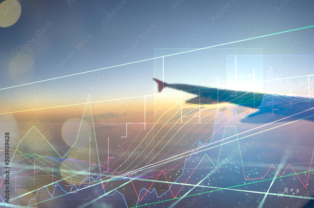 Stock market digital graph chart on LED display concept. A large ...