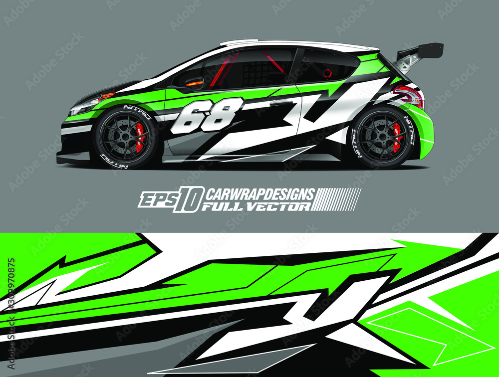 Racing car wrap design vector. Graphic abstract stripe racing ...