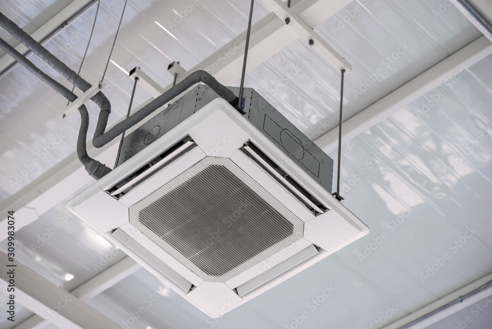 Modern ceiling air conditioning system install on the ceiling. Stock ...