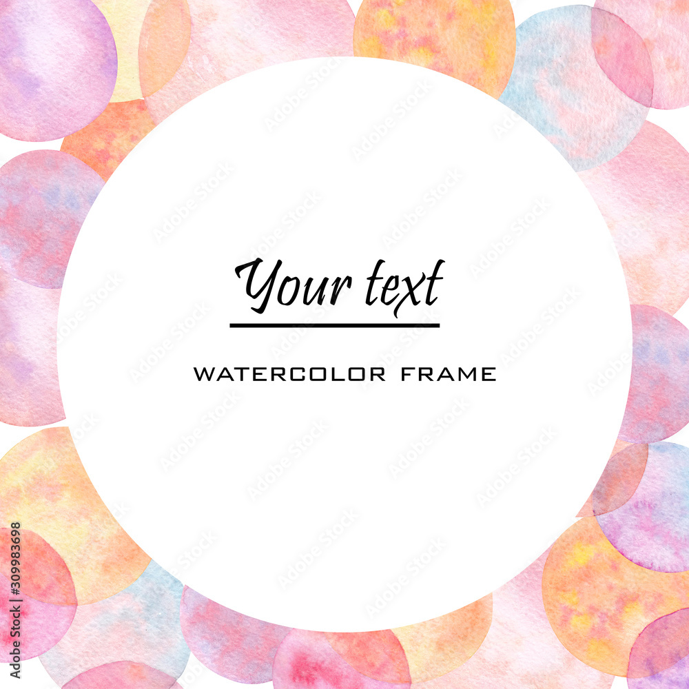 Frame for inscriptions from abstract watercolor elements. To create ...