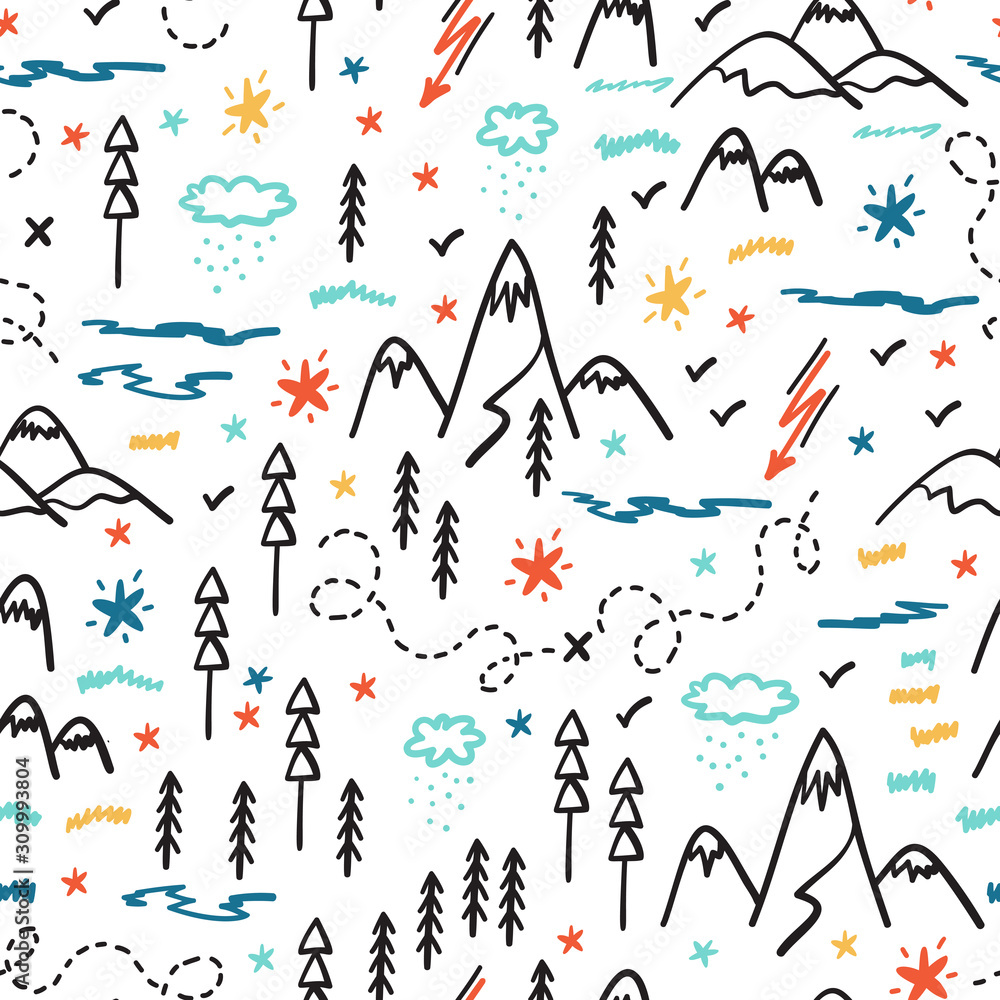 Camping Nature Vector Background for Kids. Cartoon Mountain and Forest ... Camping Nature Vector Background for Kids. Cartoon Mountain and Forest ...