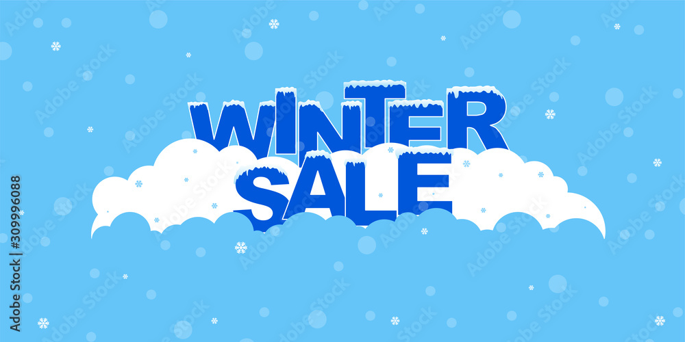Winter Sale Offers Banner, Logo Design, Sticker, Concept, Card ...