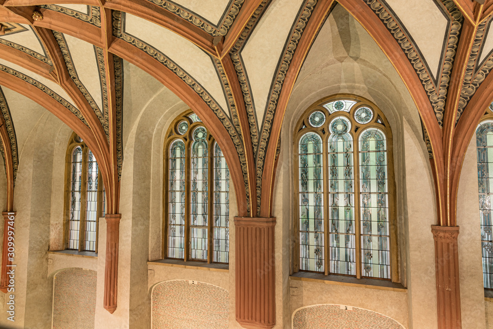 Inside the Pinkas Synagogue in Prague. Old Jewish temple in the Old ...