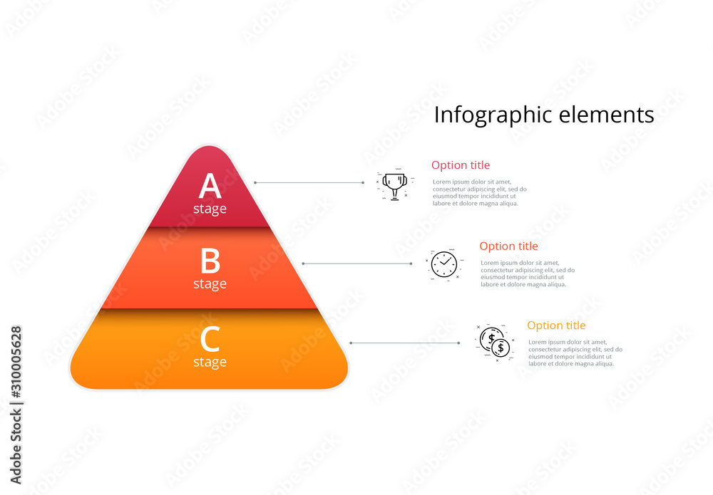 3 Step Infographic Layout with Pyramid Element Stock Template | Adobe Stock