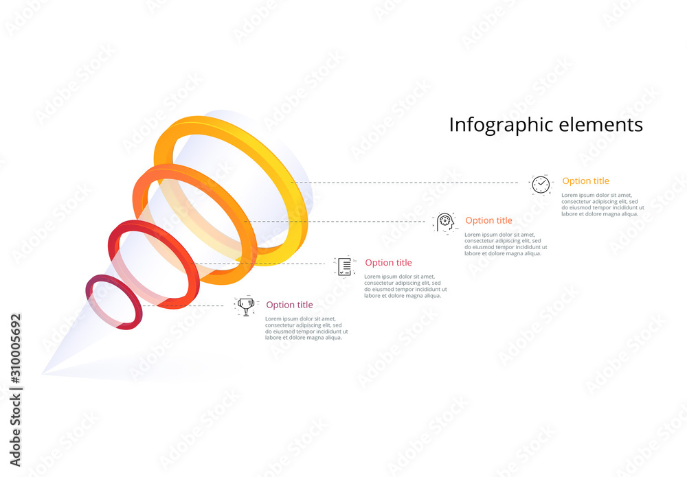 4 Step Infographic Layout with Funnel Shape Element Stock Template ...