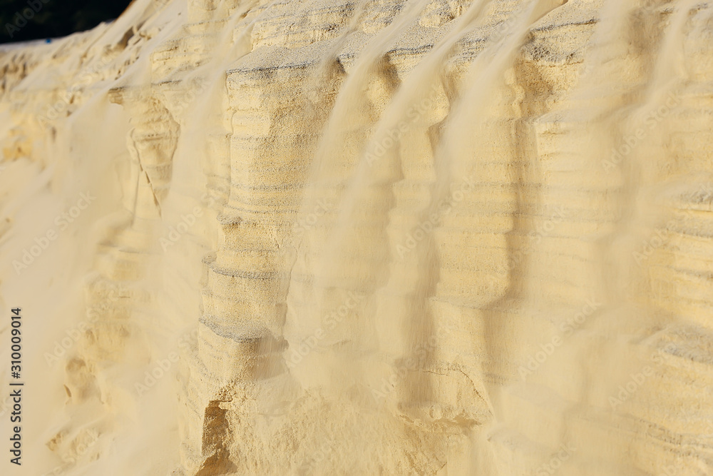 the texture of the sand is drowned by sand dunes / sand avalanche is ...
