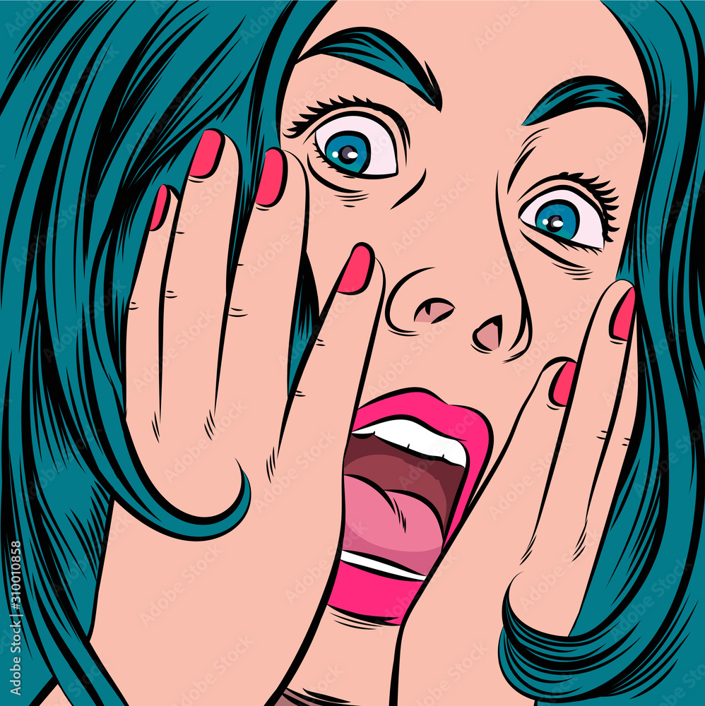 Emotional images, A woman who is frightened. Pop art retro vector ...