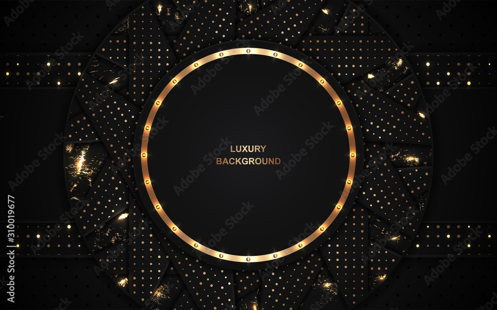 Abstract black circle overlapping layers background a combination with ...
