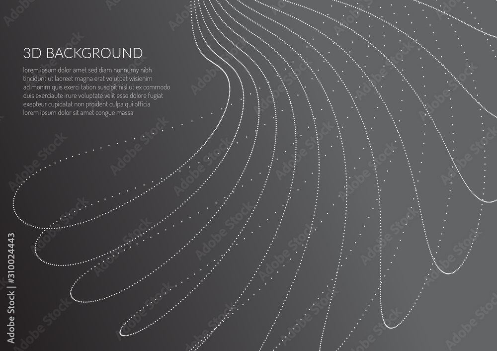 Abstract background with particles. Volumetric figures and waves of ...