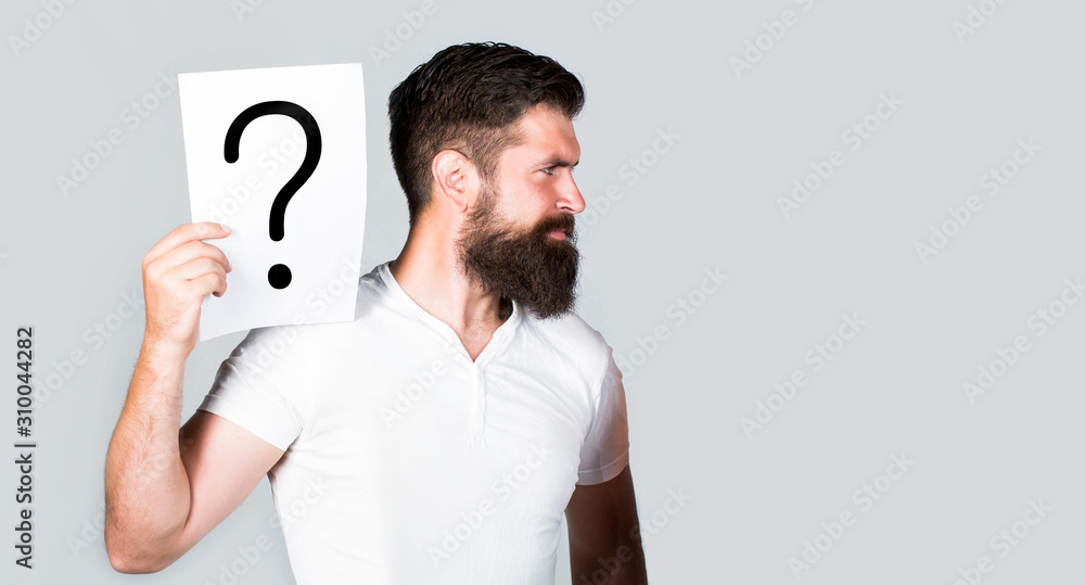 Man screaming, emotion. Man question. Male with question marks. Getting ...
