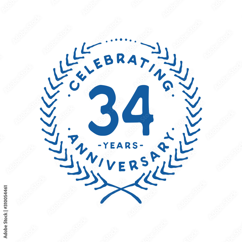 34 years design template. 34th logo. Vector and illustration. Stock ...