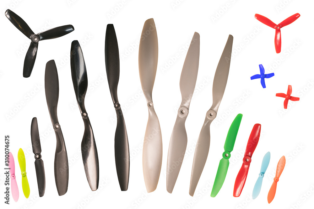 various types and sizes of propellers isolated on white Stock Photo ...
