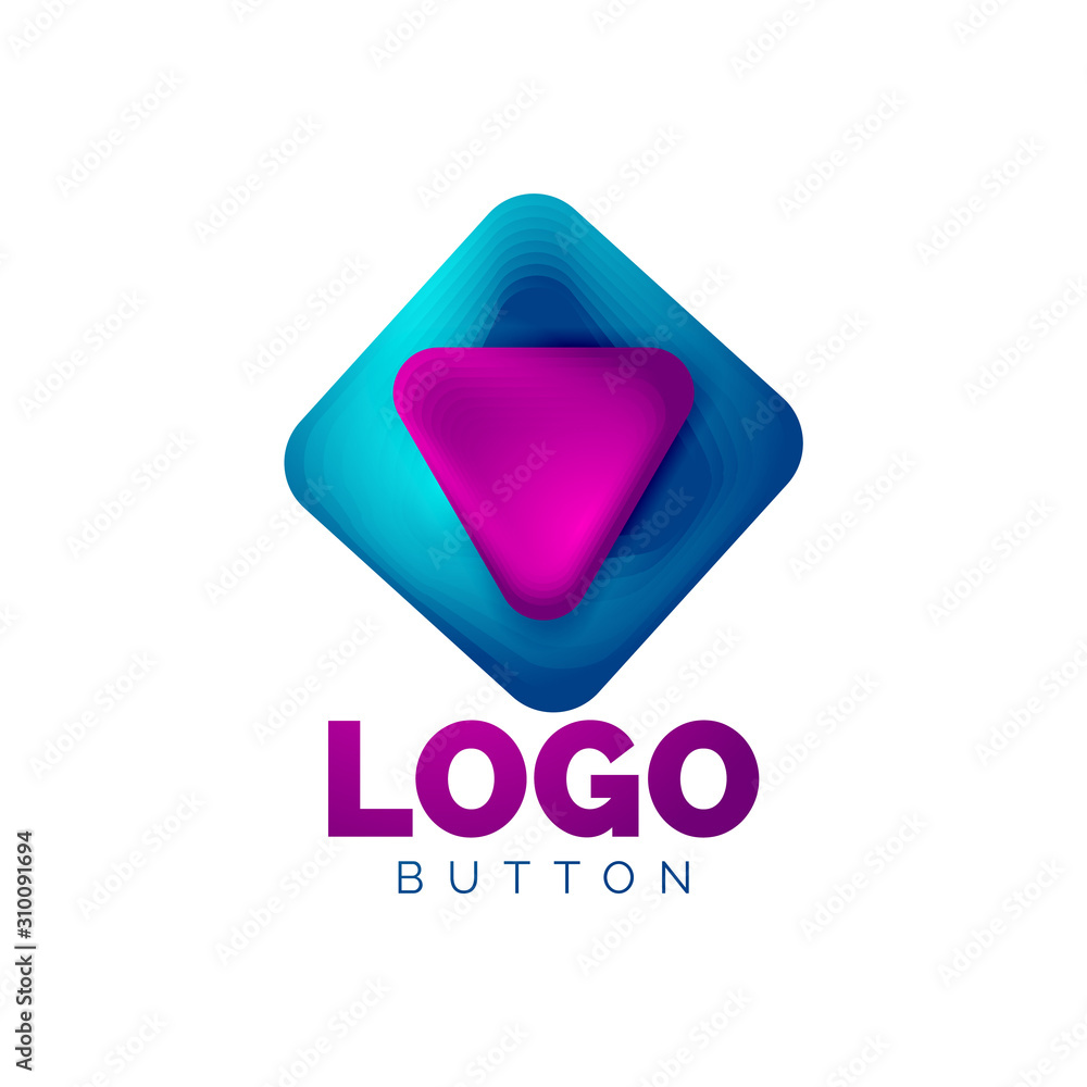 Play, arrow or download button icon, minimal design business logo ...