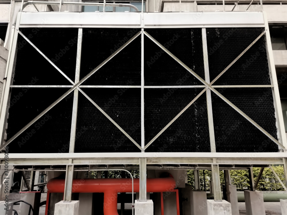 Foto de Outdoor row of compressor Chiller Fan coil unit(fcu) of Air ...