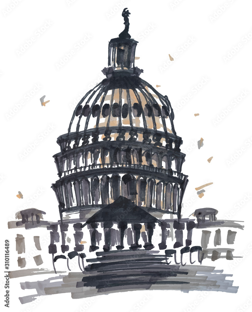 Unated States Capitol building, Washington DC. Sloppy rough markers ...