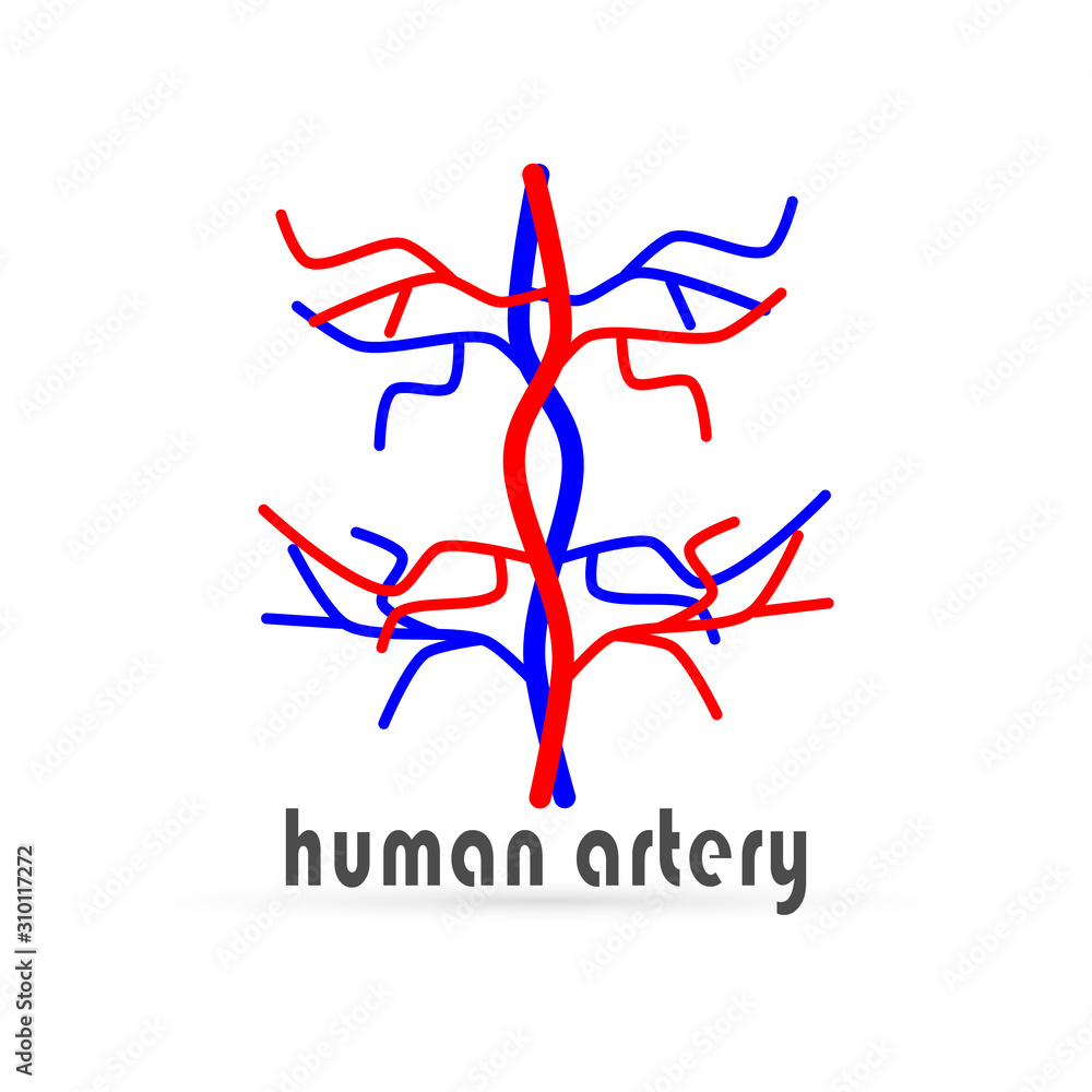 doodle human artery icon isolated, hand drawing art line, sketch vector ...