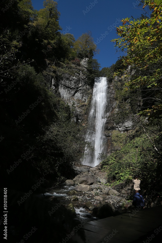 Maral Waterfall. The waterfall falls from a single incline, 63 m above ...