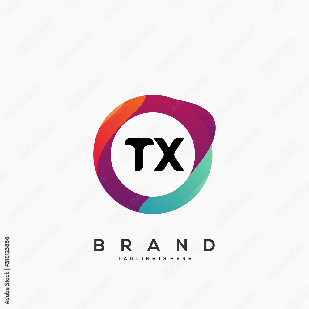 TX initial logo With Colorful Circle template vector. Stock Vector ...