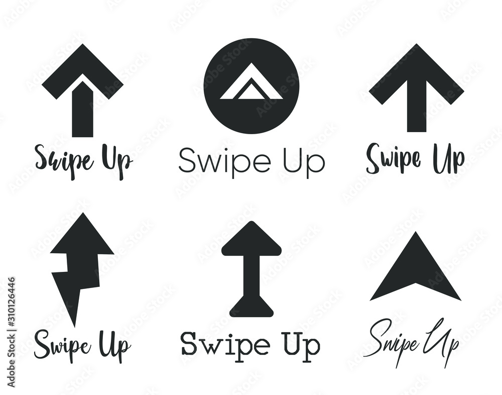 Swipe up icon set isolated on background for stories design, scroll ...