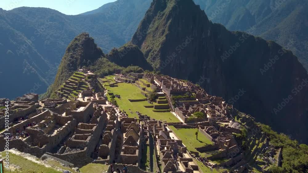 Late afternoon in Machu Picchu. Landscape of most famous inca ruins ...