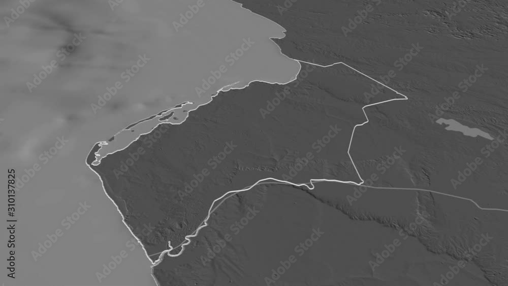 Luanda, province with its capital, zoomed and extruded on the bilevel ...