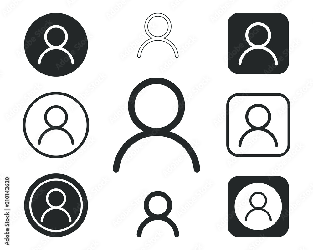 User profile login or access authentication icon button set. People ...