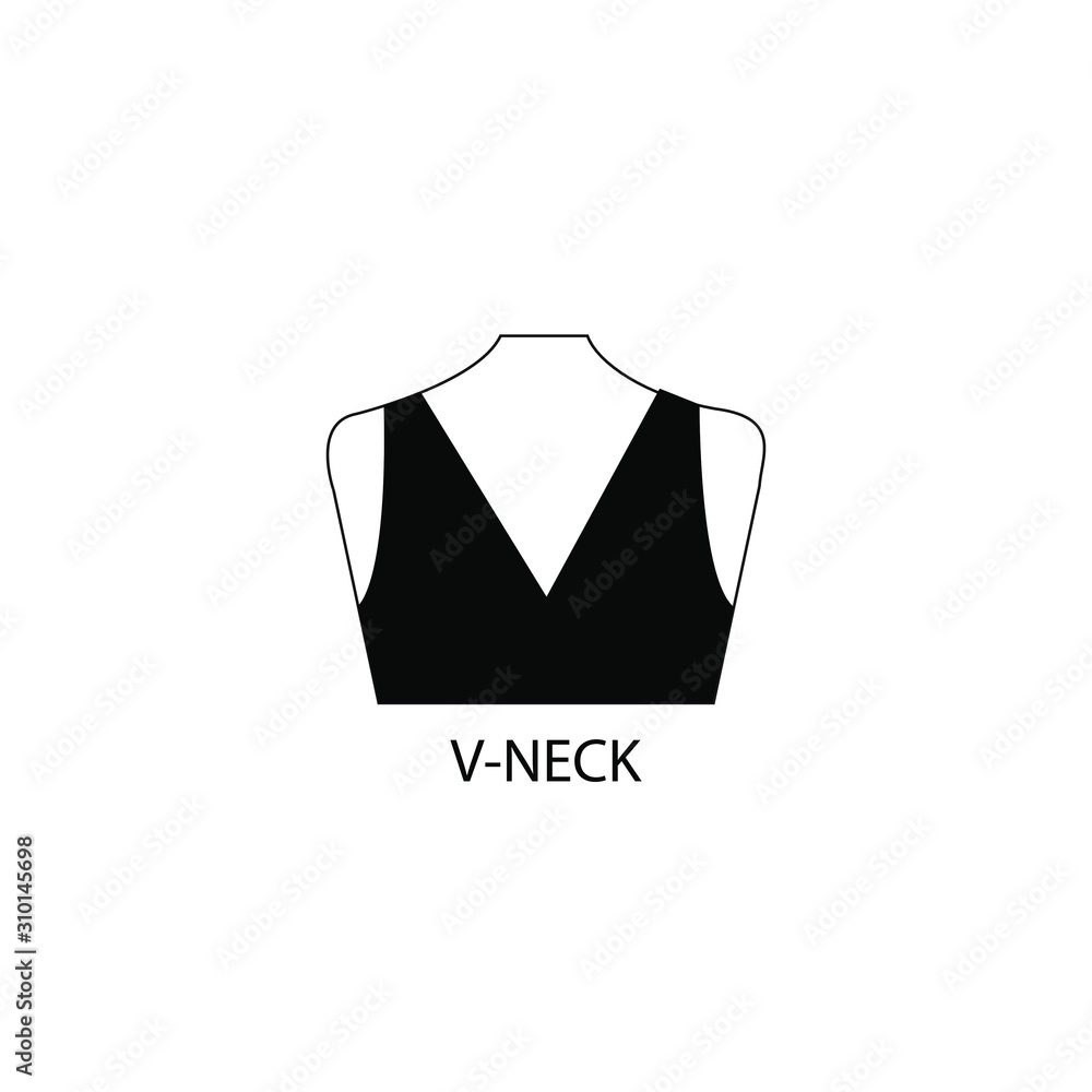 V-neck dress vector icon on white background. Flat vector off the ...