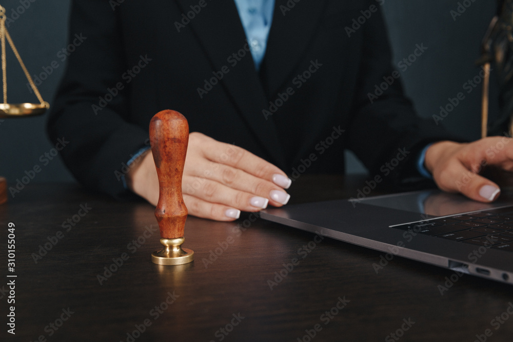 Notary's public pen and stamp on testament and last will. Notary public ...