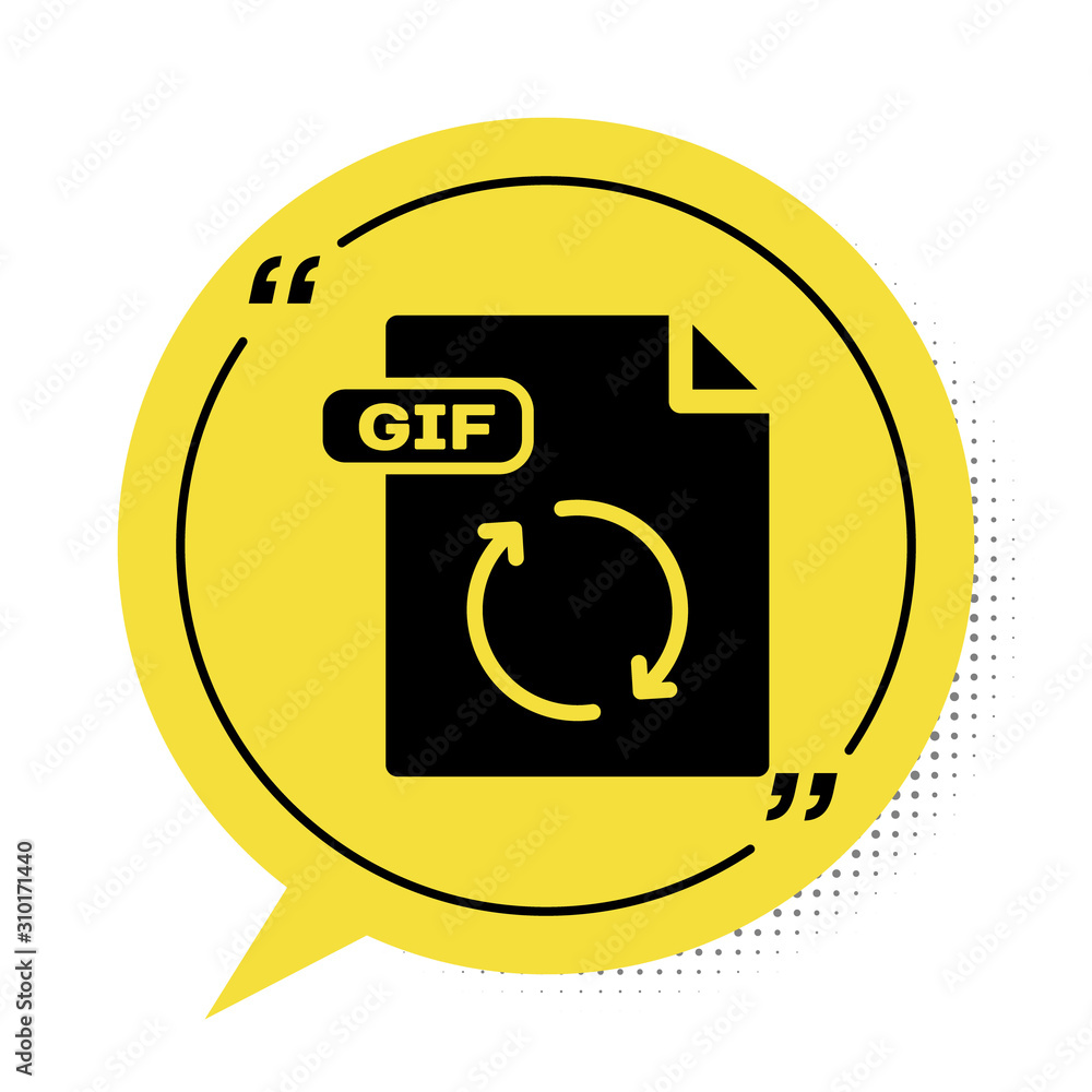Black GIF file document. Download gif button icon isolated on white ...