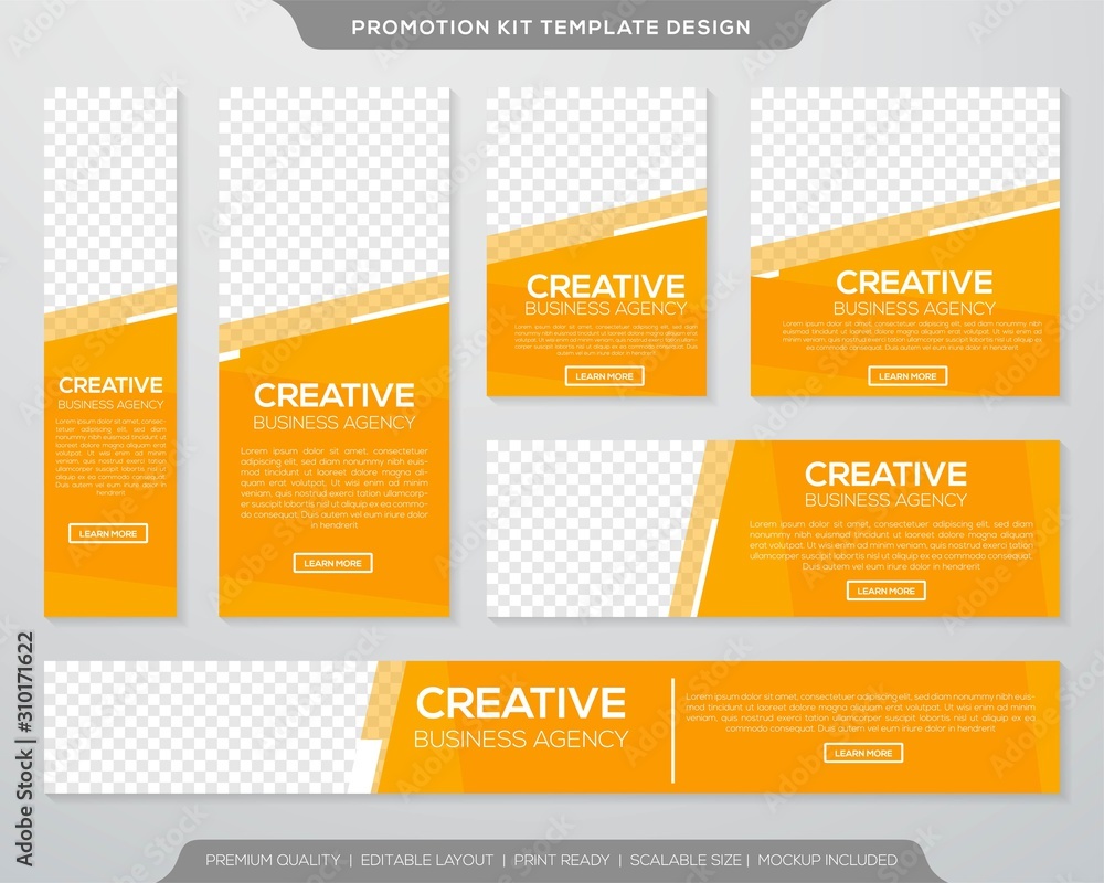 set of promotion kit template with simple layout and abstract style ...