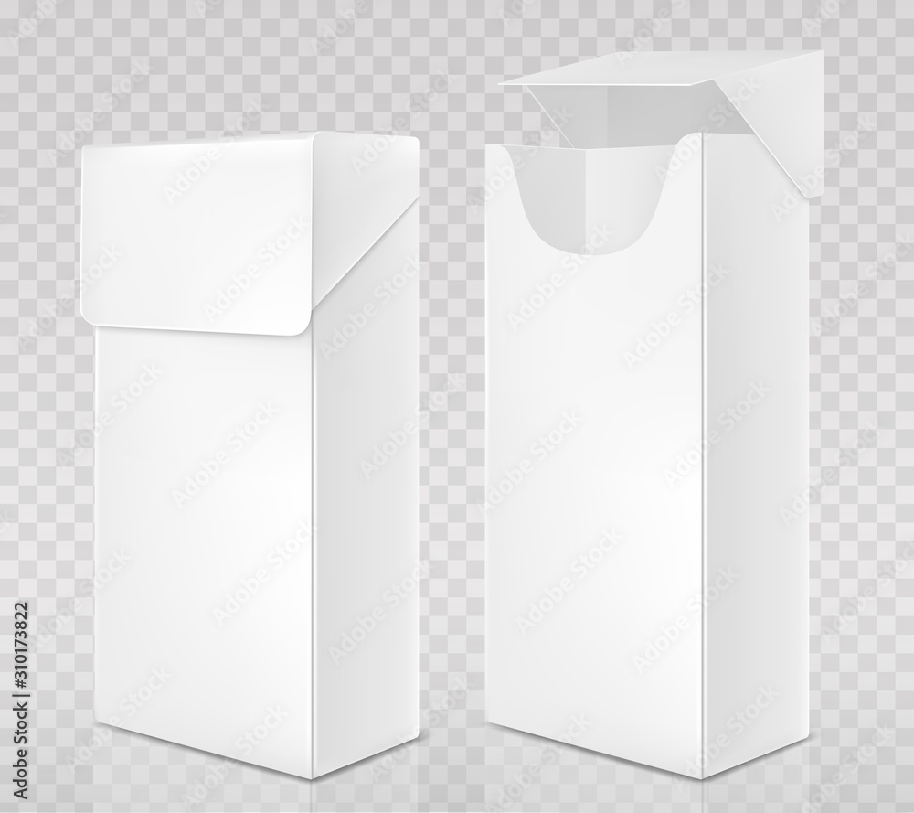 Empty open and closed pack of cigarettes. Vector realistic mockup of ...