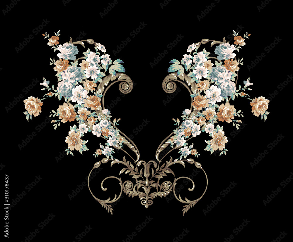 Decorative elegant luxury design.Vintage elements in baroque, rococo ...