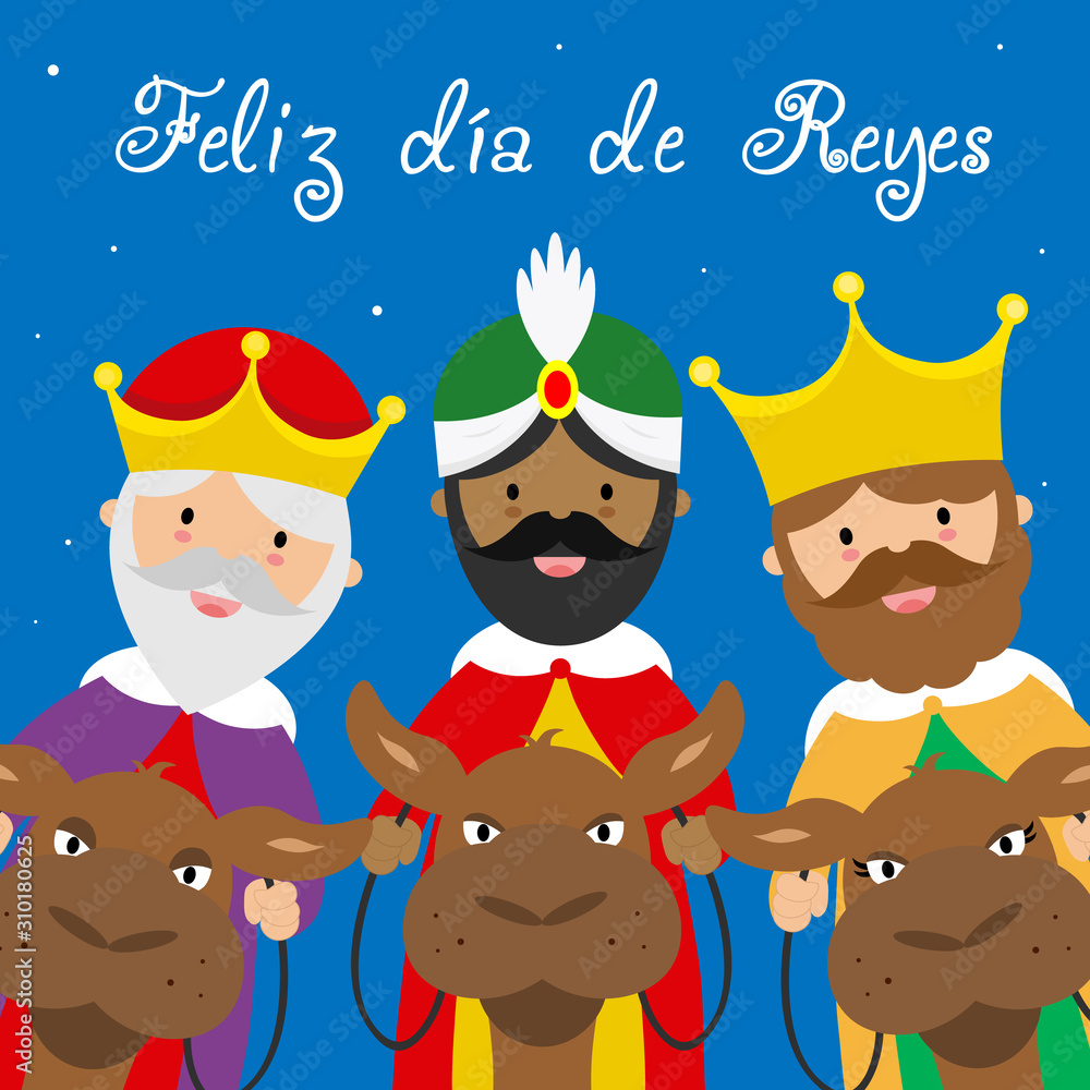 Card of the three wise men. Spanish text Three Wise Men Stock Vector ...