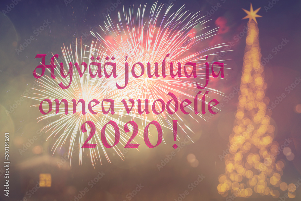 "Hyvää joulua ja onnea vuodelle" means "Merry Christmas and good luck ...