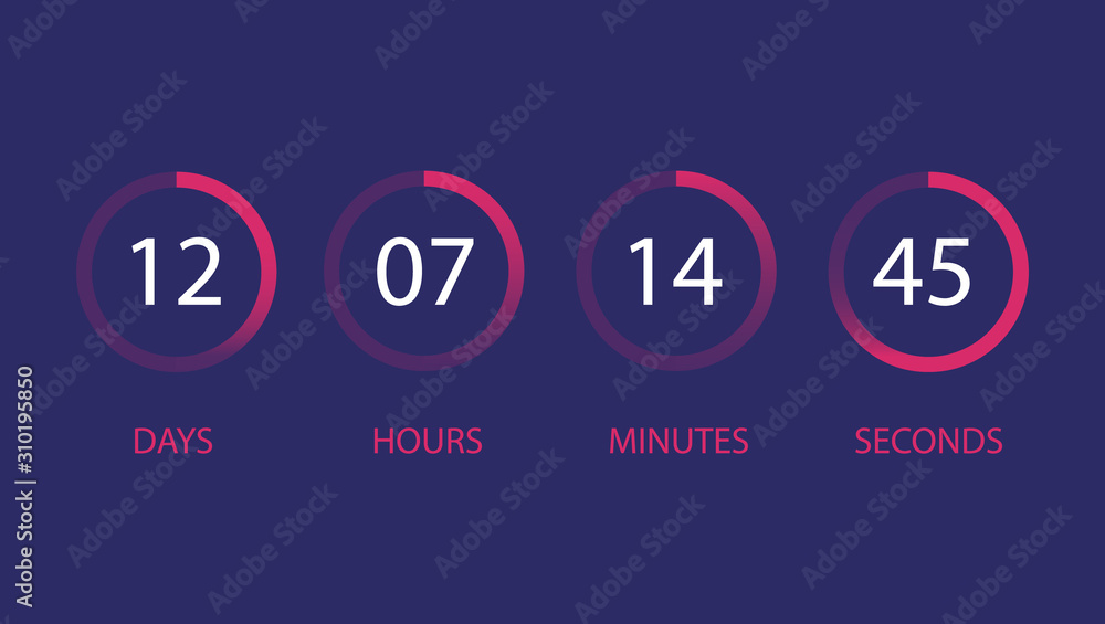 User interface countdown clock. Day, hour, minute, second. Stock Vector ...